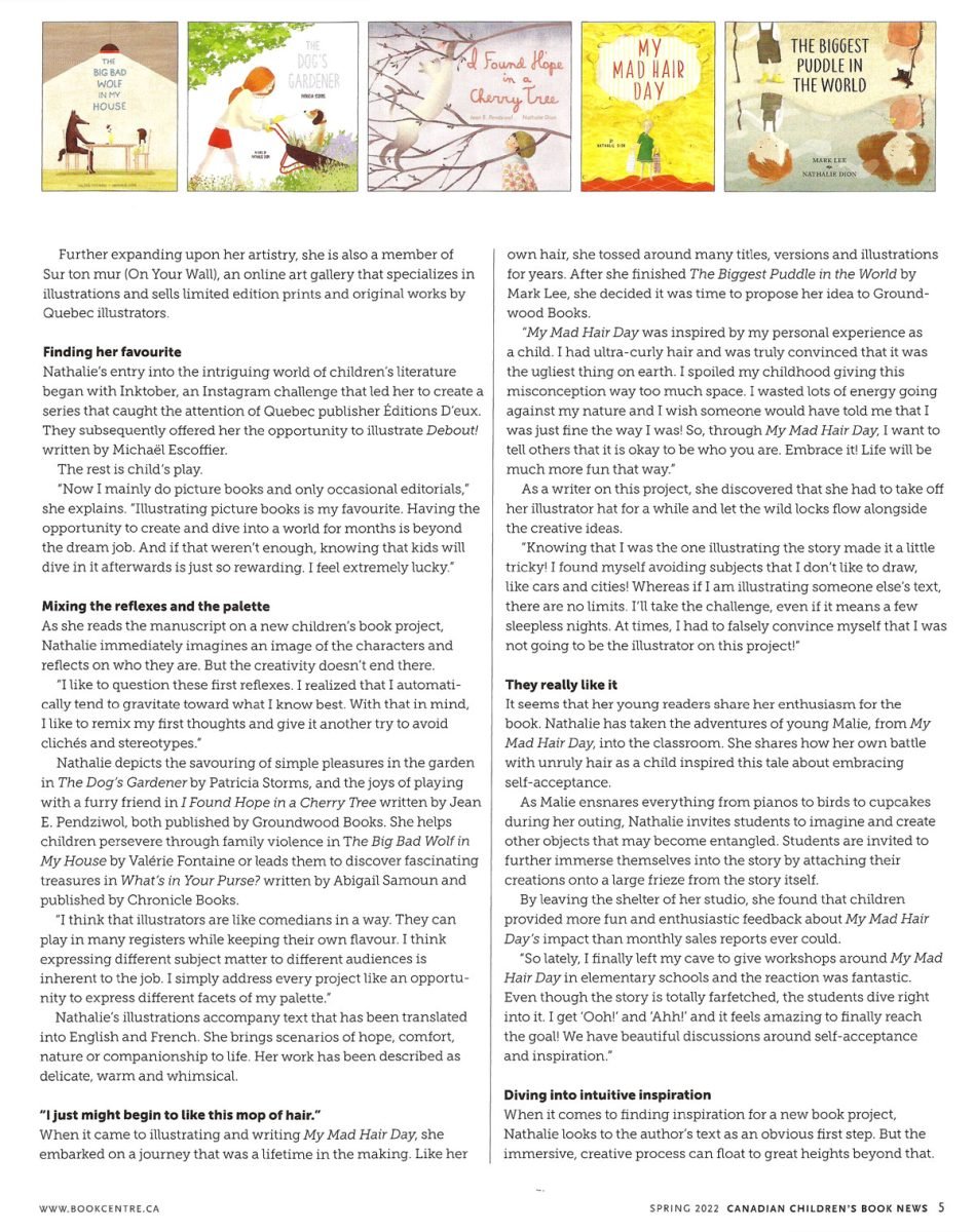 Natalie Dion is Featured in The latest Canadian Children’s Book News ...