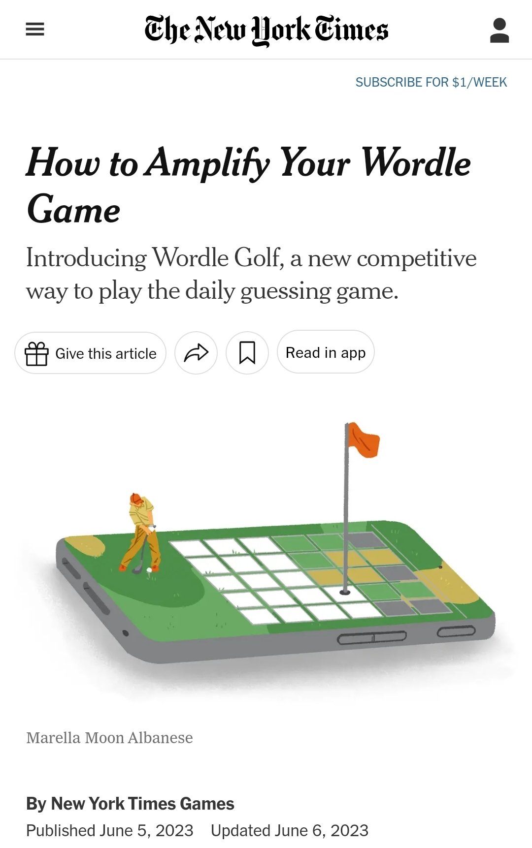 Marella Moon Albanese / The New York Times / Wordle golf et comment y ...
